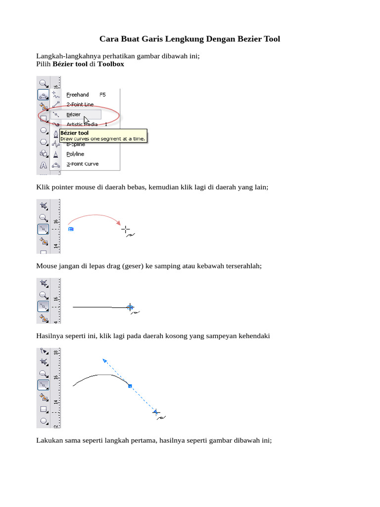 Cara Buat Garis Lengkung Dengan Bezier Tool | PDF