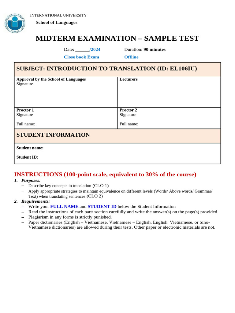 Introduction to Translation Exam | PDF | Translations | Vietnam