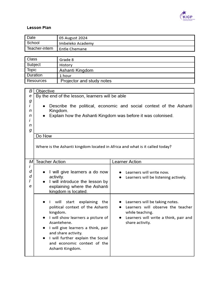 Lesson Plan Template | PDF | Travel | Foreign Language Studies