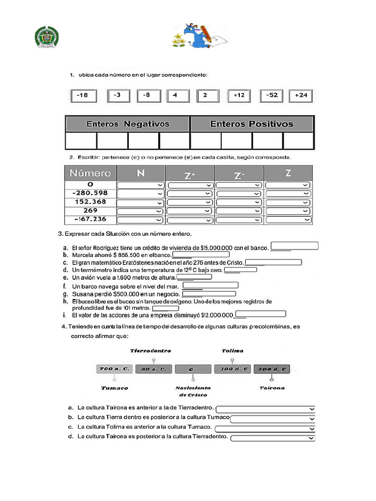 Actividad 1 Numeros Enteros D14 | PDF | Ciencias sociales