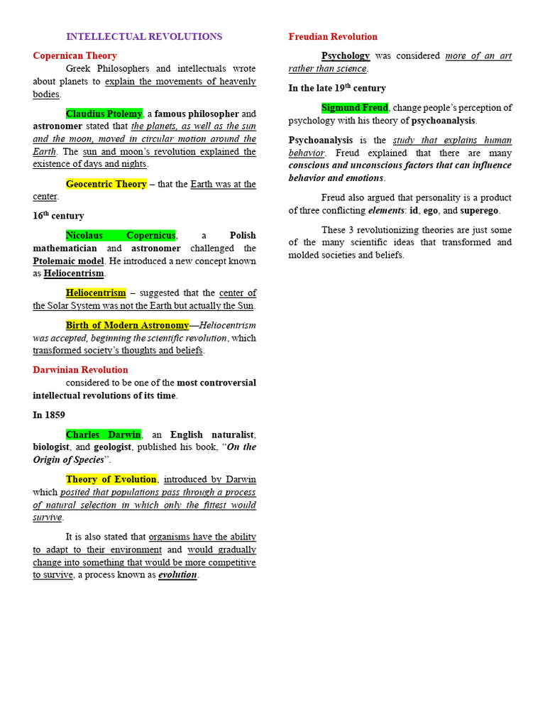 Key Intellectual Revolutions Explained | PDF | Heliocentrism | Science