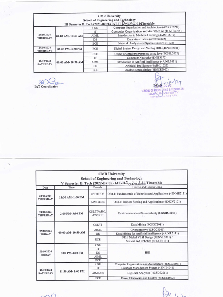 Rescheduled Timetable | PDF