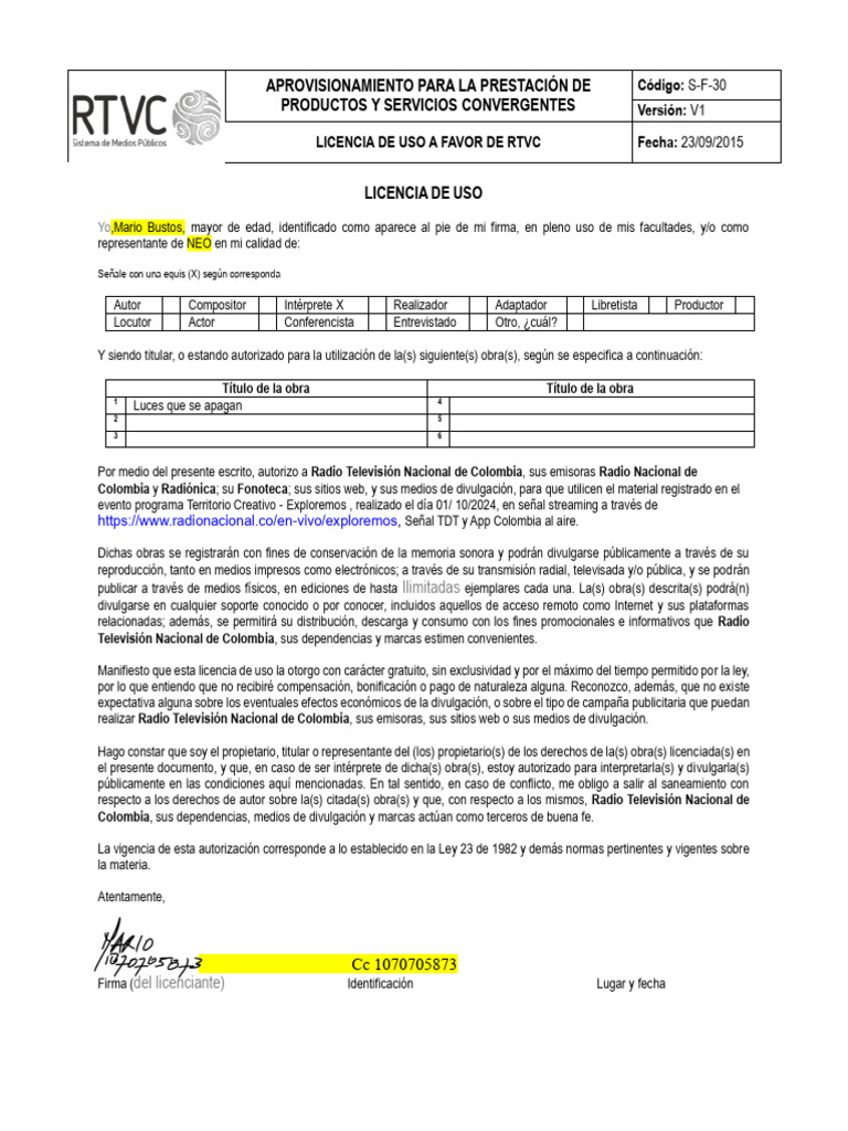 RTCV completado MB | PDF | Colombia | Radiodifusión