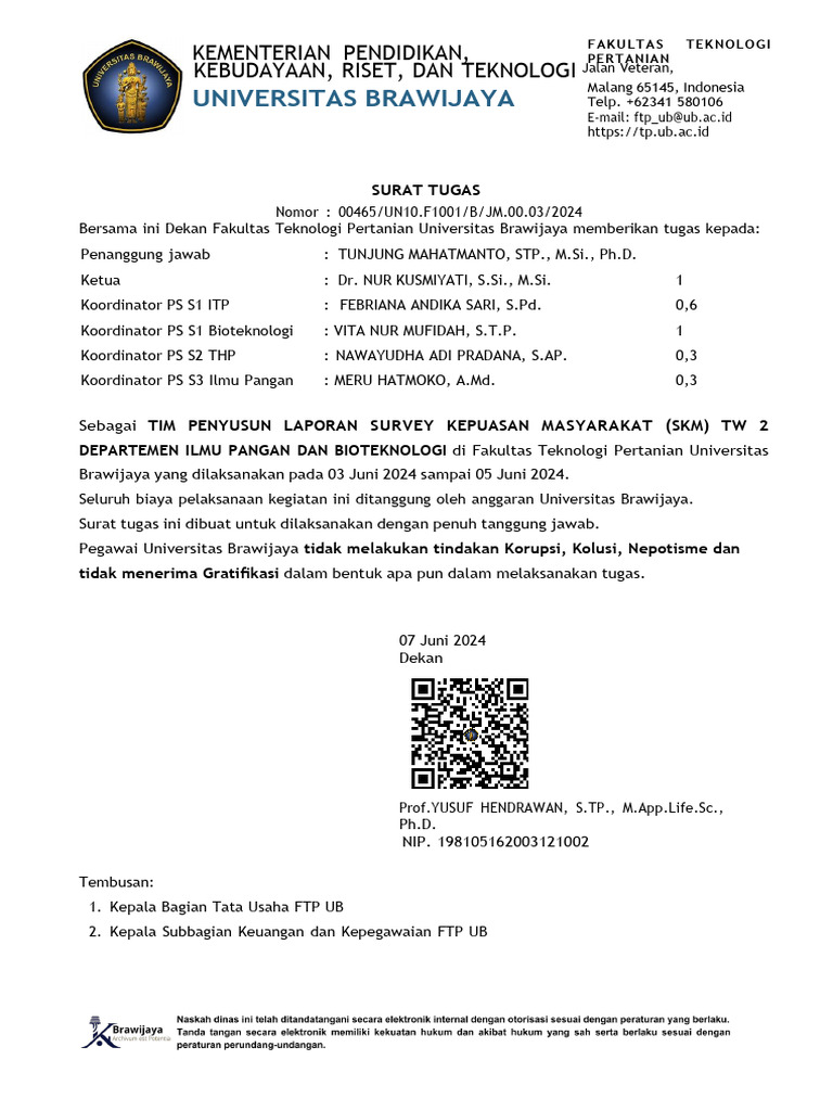465 Surat Tugas Tim Penyusun Laporan SKM TW 2 | PDF