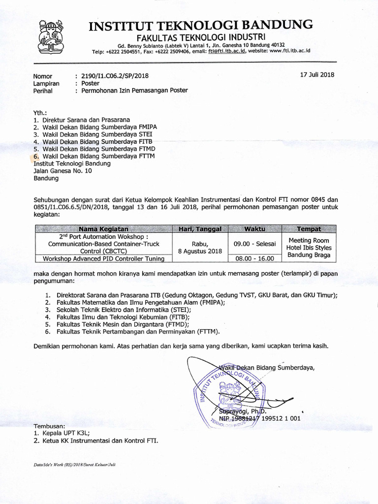 1419 - Permoh Izin Pemasangan Poster CBCTC 8 Agustus | PDF