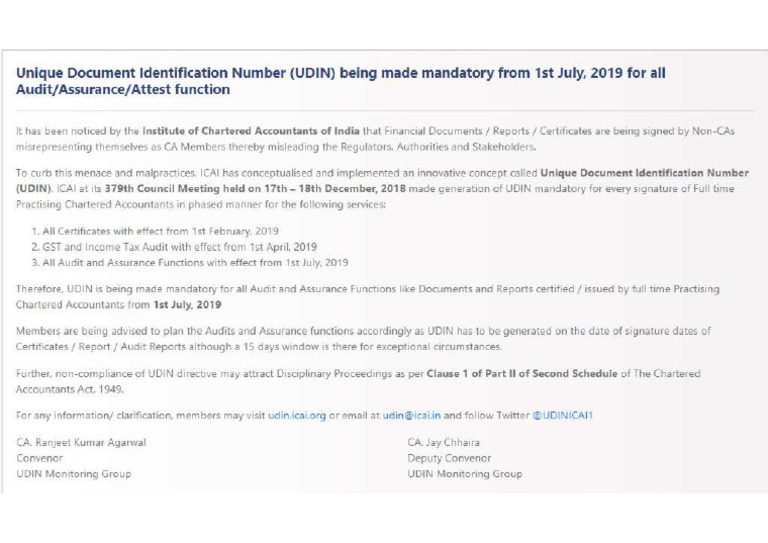 UDIN Requirement | PDF