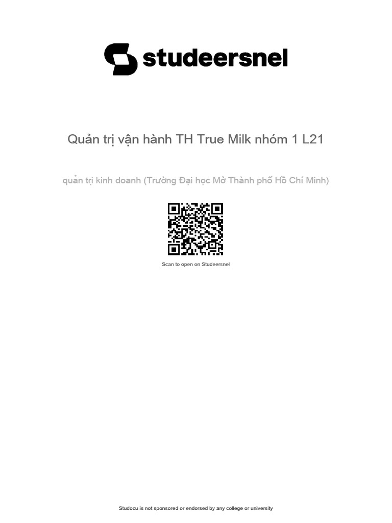 Quan Tri Van Hanh TH True Milk Nhom 1 l21 | PDF