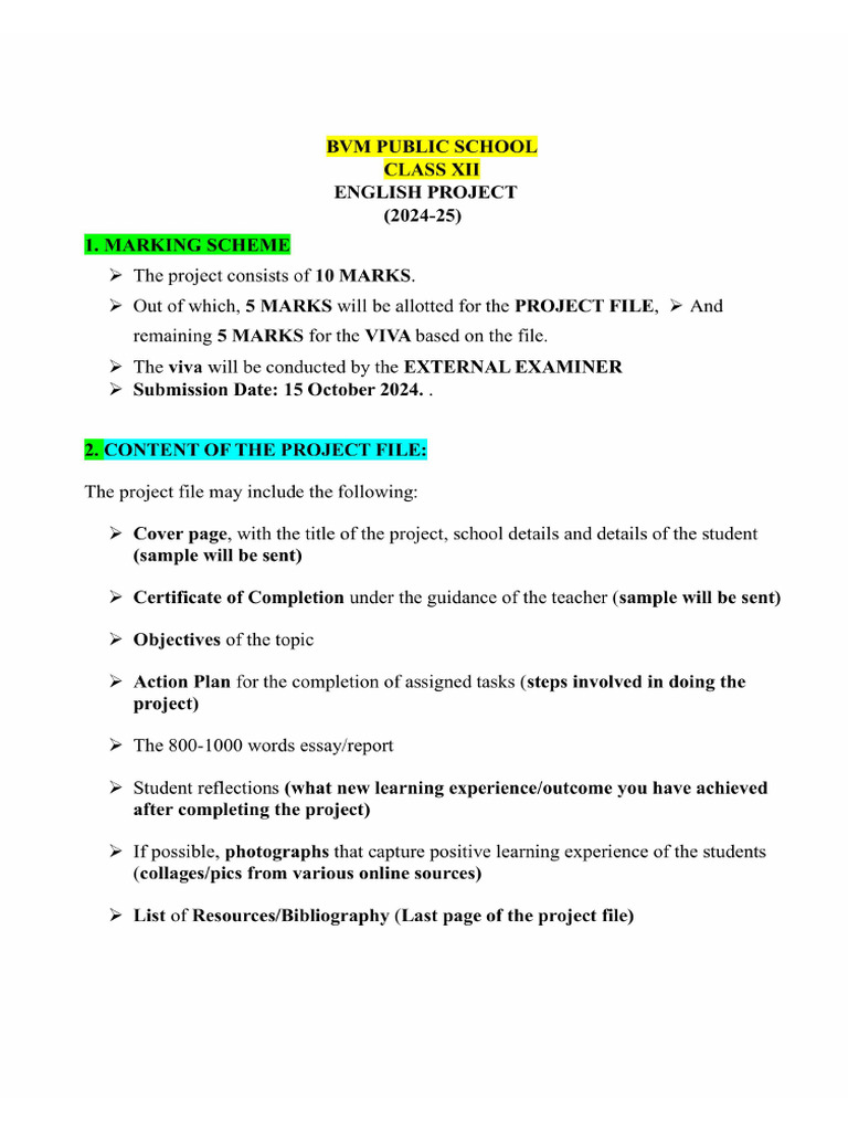 Project English Xii 2024 25 | PDF