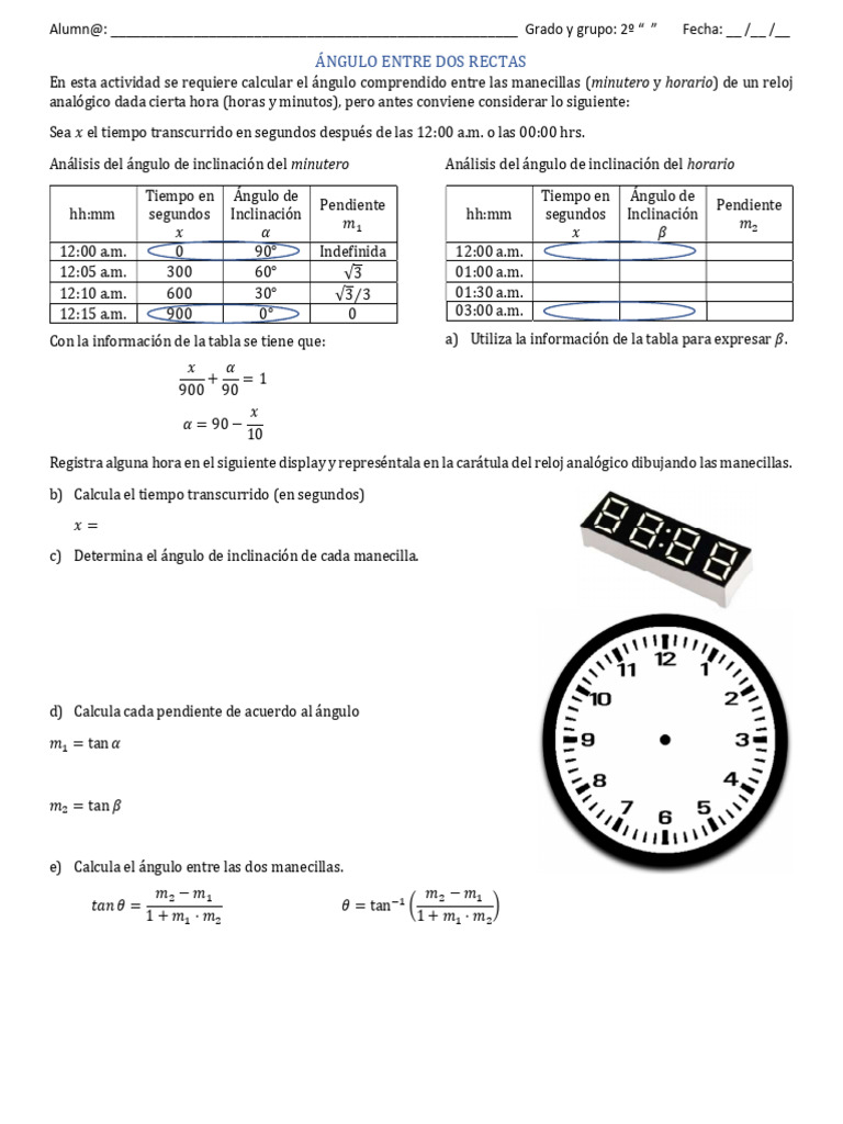 Actividad ÁNGULO ENTRE DOS RECTAS | PDF