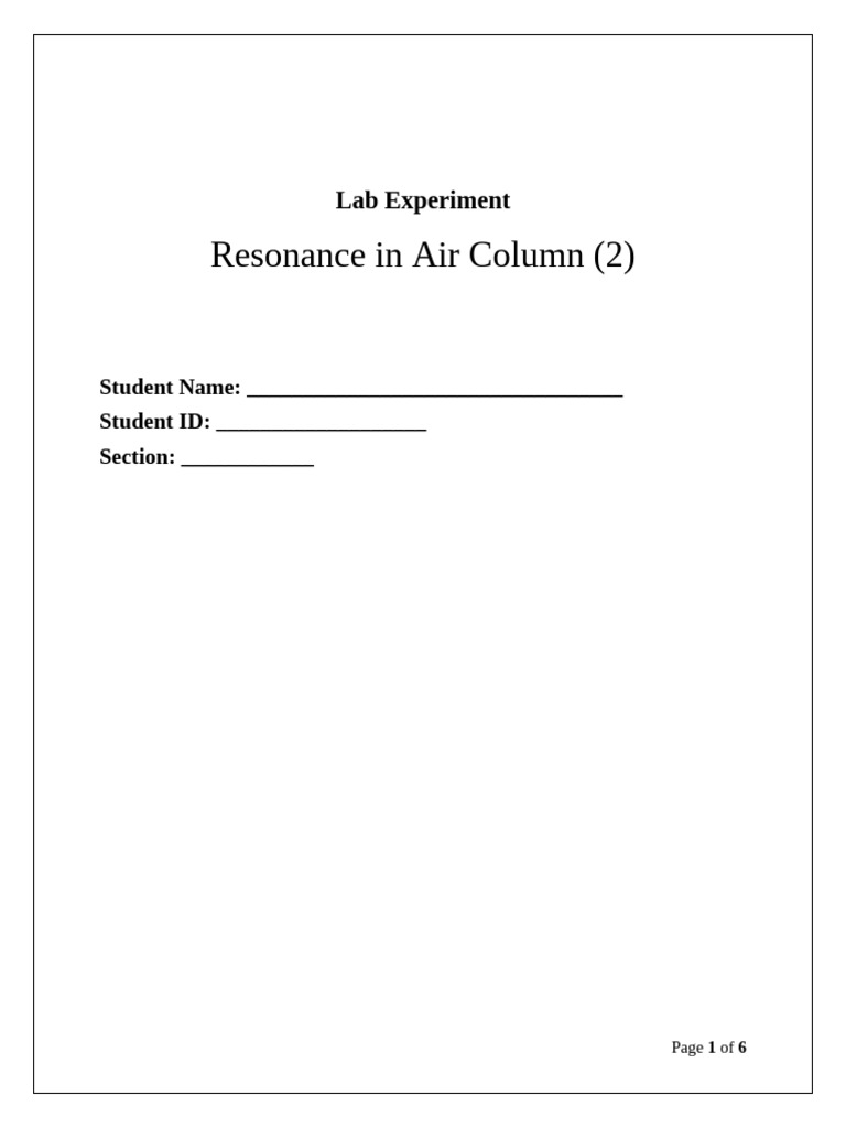 Resonance in Air Column Experiment | PDF | Resonance | Waves