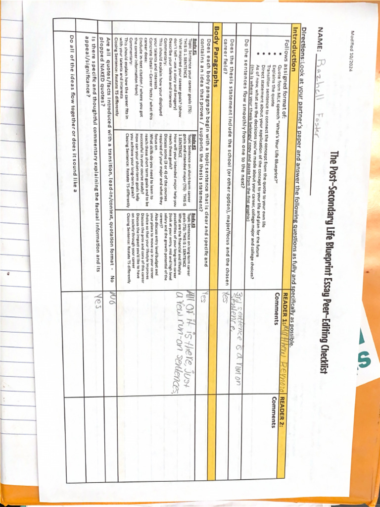 Peer Editing Sheet | PDF