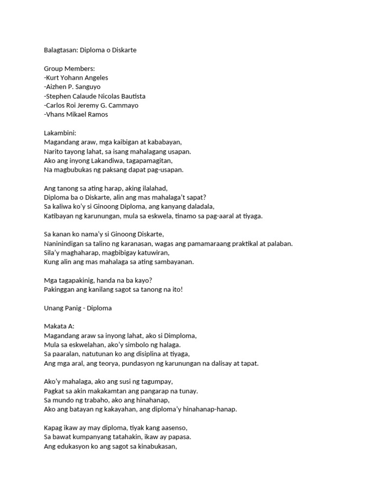 Balagtasan Group Bisaya | PDF