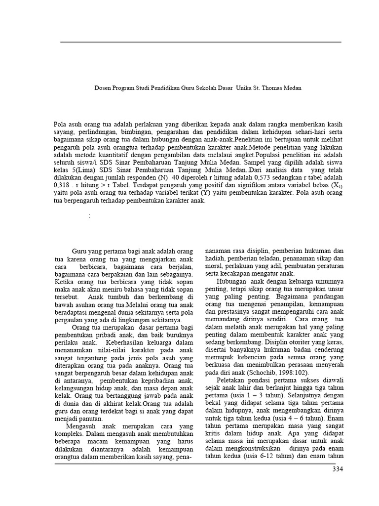 Pengaruh Pola Asuh Orang Tua Terhadap Pembentukan Karakter Anak Di SDS Sinar Pembaharuan Hidup ...