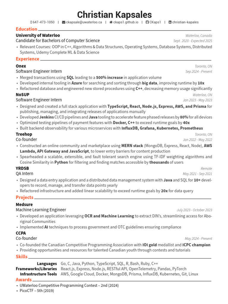 Christian Kapsales Resume | PDF | Databases | Software Development