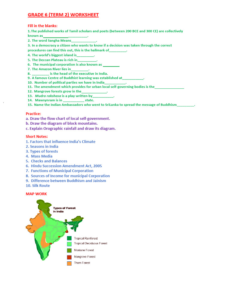 SST_Grade_6_Worksheet | PDF | Monsoon | Earth Sciences