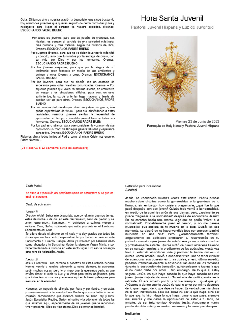 Hora Santa | PDF | eucaristía | Creencia religiosa y doctrina