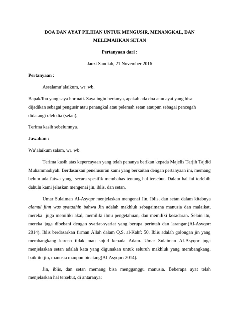 Doa Dan Ayat Pilihan Untuk Mengusir Setan | PDF | Agama & Spiritualitas