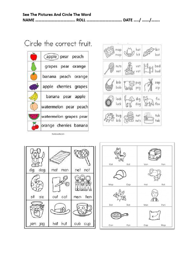 See The Picture and Circle The Word | PDF | Language Arts & Discipline ...