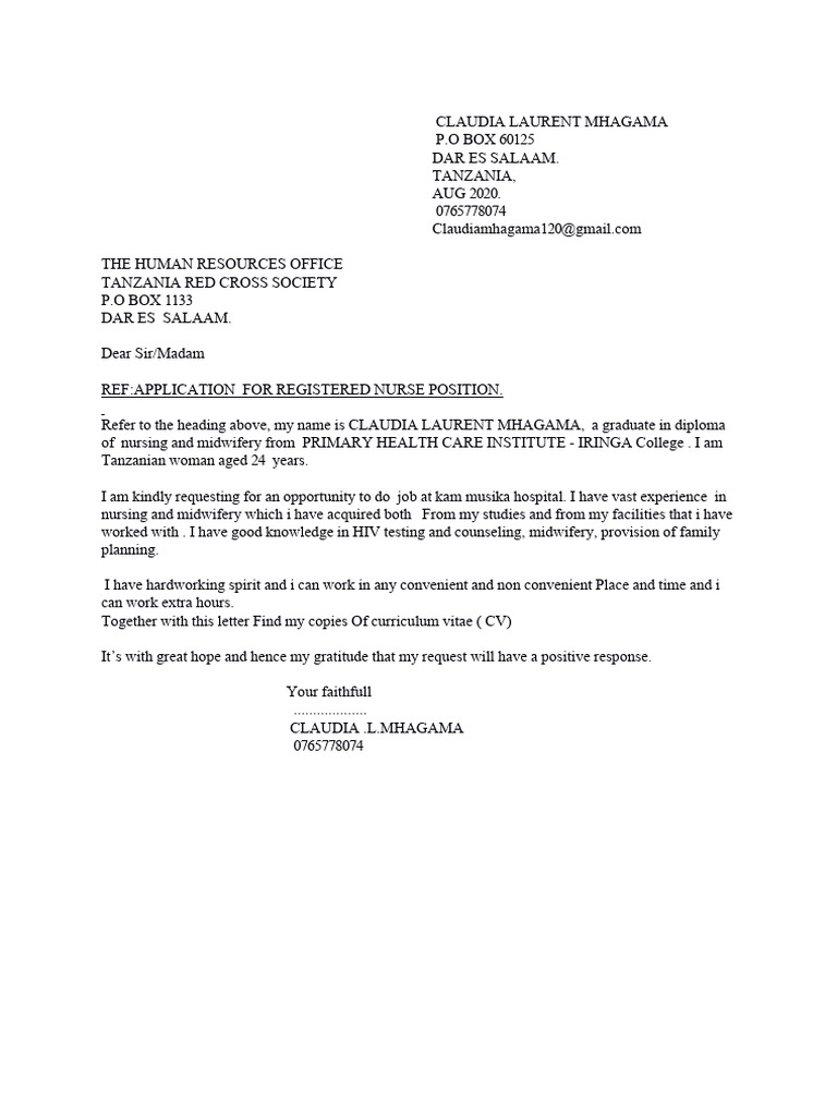 Claudia Application Letter 5 | PDF