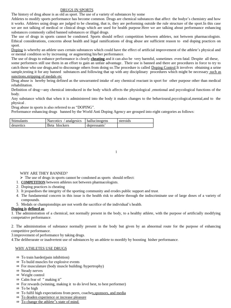 DRUGS IN SPORTS | PDF | Doping In Sport | Drugs