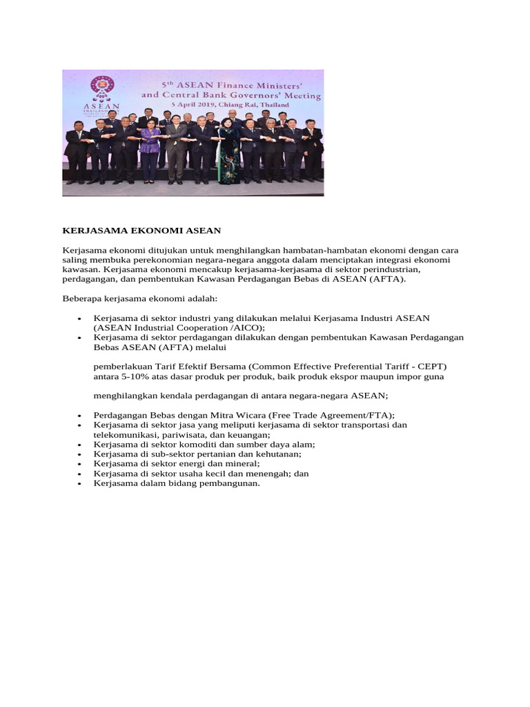 Kerjasama Ekonomi Asean | PDF