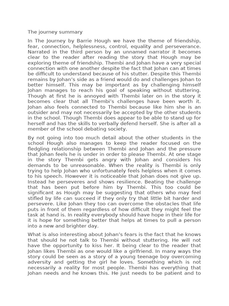 The Journey Summary | PDF | Stuttering