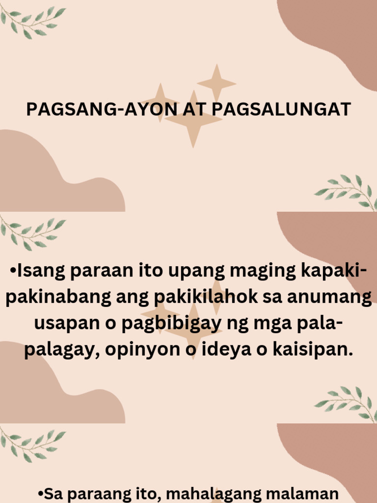 Pag Sang-Ayon at Pag Salungat - 20241028 - 094111 - 0000 | PDF