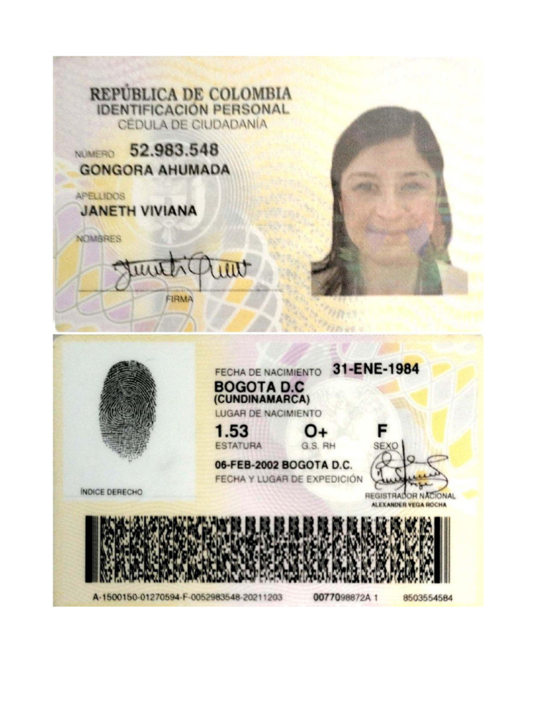 Cédula Janeth Viviana Góngora Ahumada | PDF