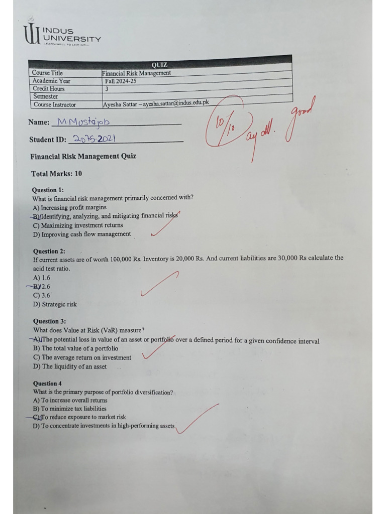FRM Quiz#2 (2075-2021) | PDF