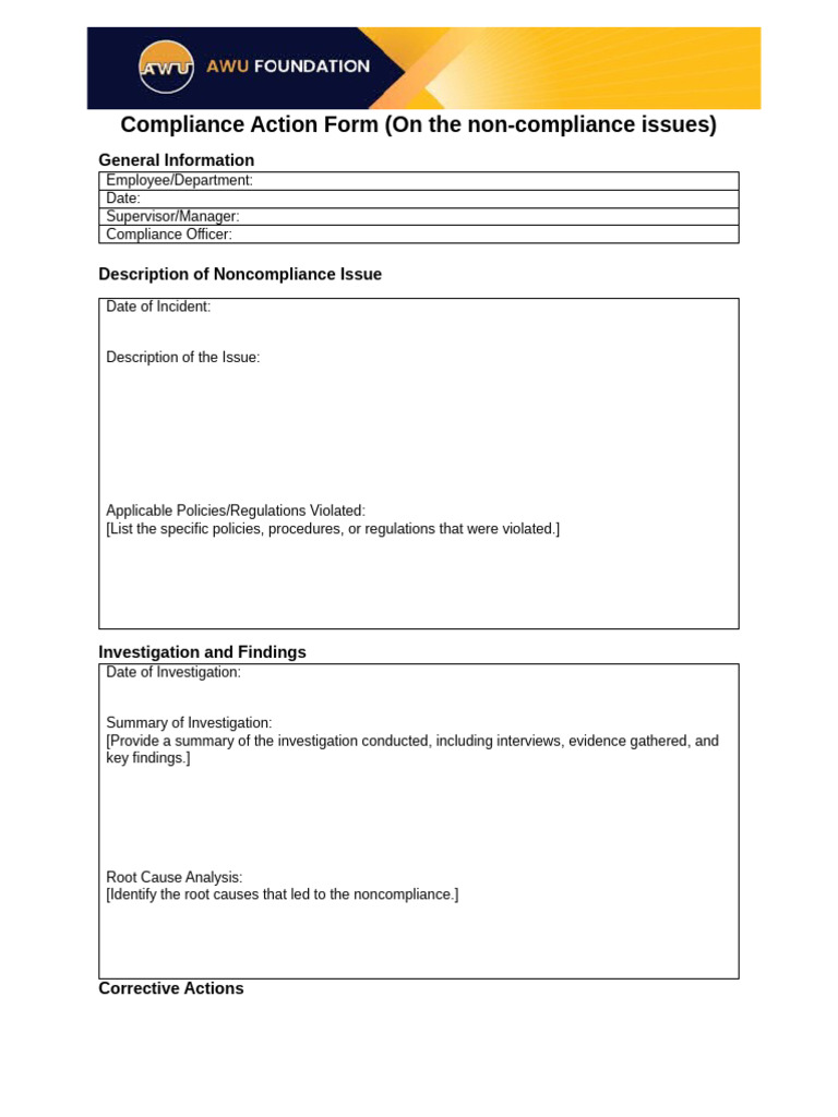 COMPLIANCE ACTION FORM | PDF