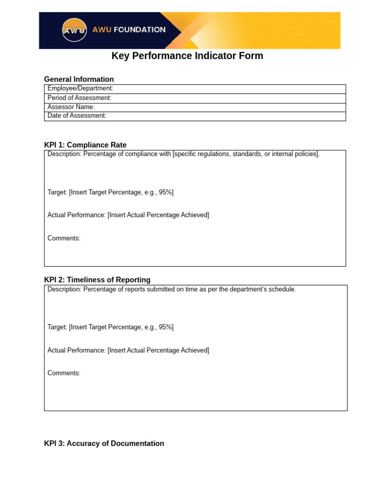 KEY PERFORMANCE INDICATOR FORM | PDF