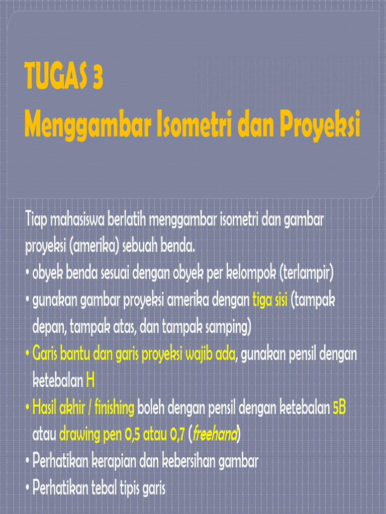 Tugas 3 - Gambar Isometri Dan Proyeksi | PDF
