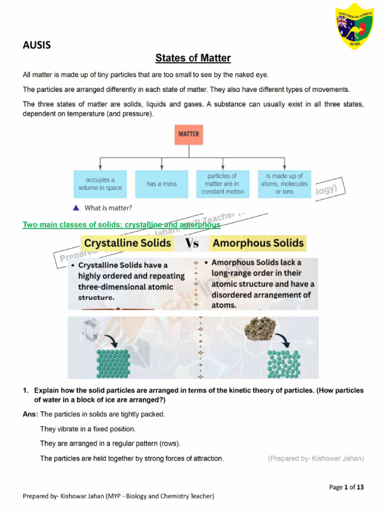 1 T 1 Y 8 Chem States of Matter P | PDF
