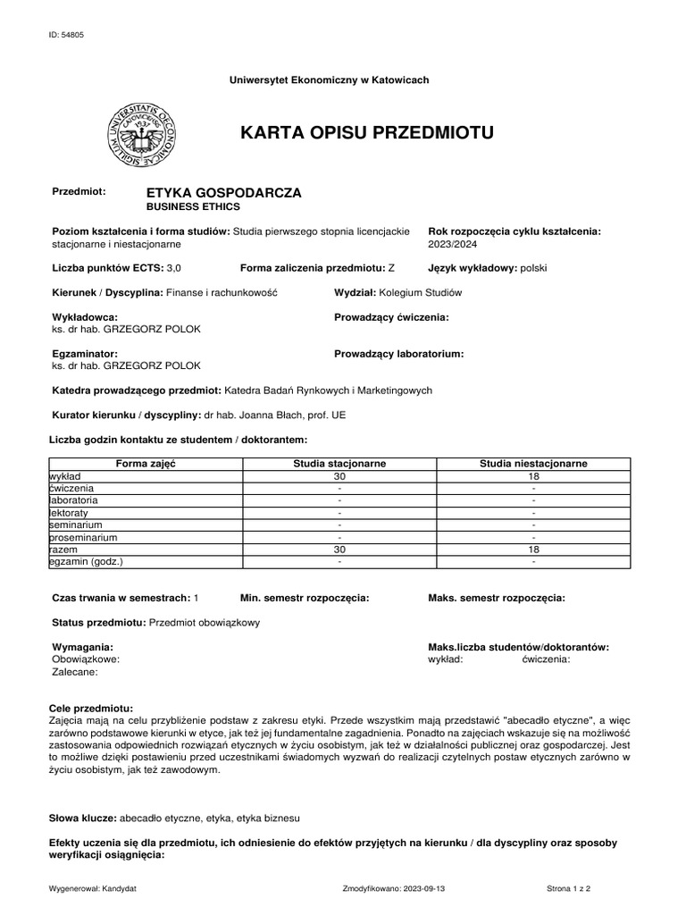 Etyka Gospodarcza | PDF