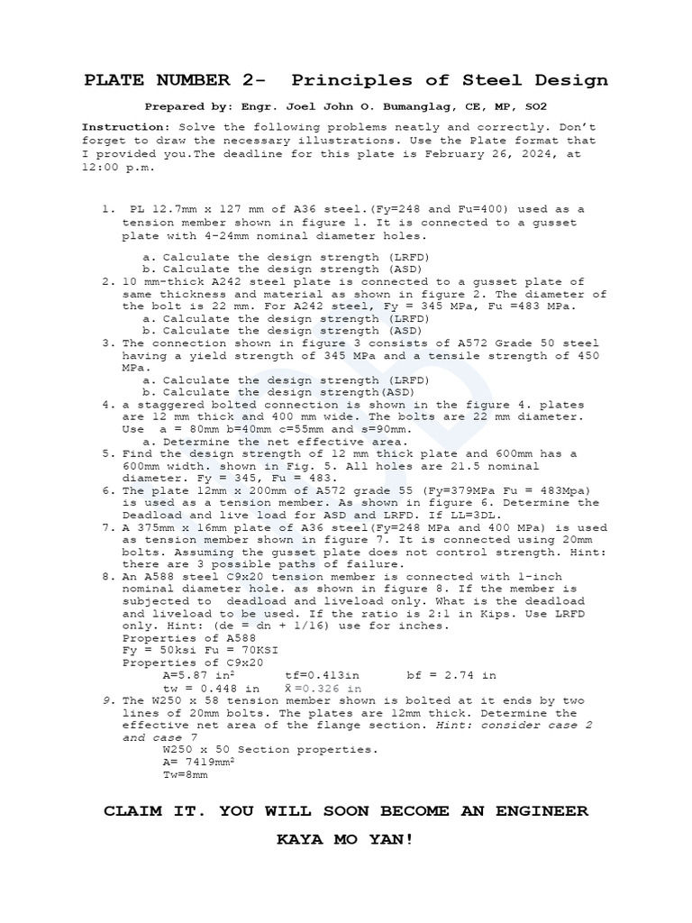 PLATE-NUMBER-2-steel | PDF | Screw | Structural Engineering