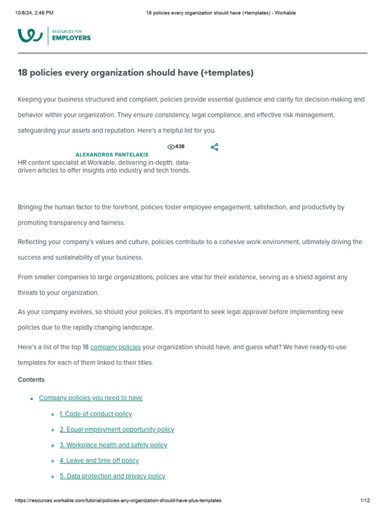 Essential Organizational Policy Templates | PDF | Intellectual Property ...