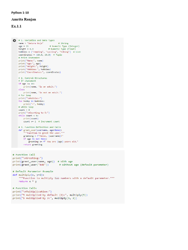 Amrita Ranjan Python (1-10) For Print | PDF