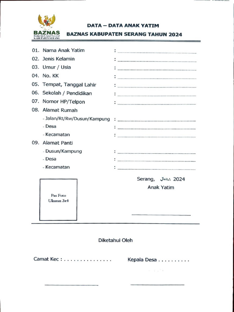 Data Anak Yatim | PDF