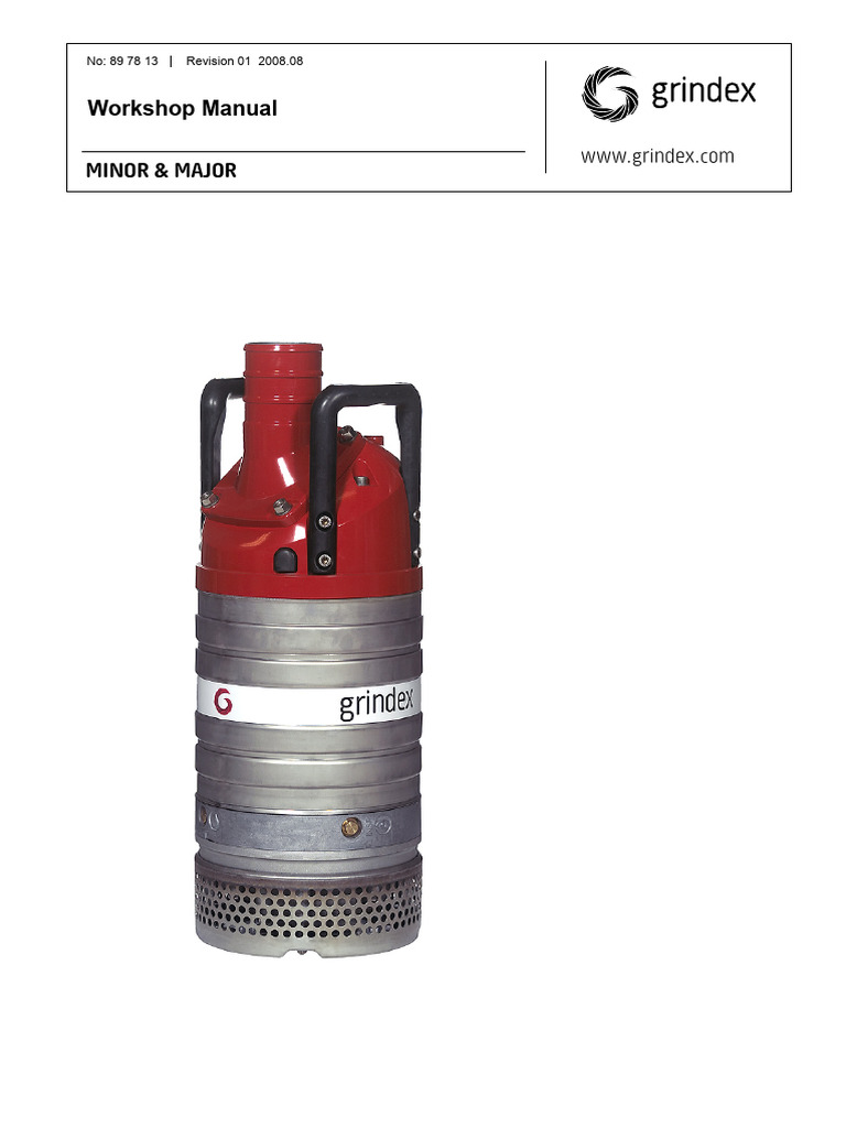 Grindex Minor and Major Pump Manual | PDF | Bearing (Mechanical) | Screw