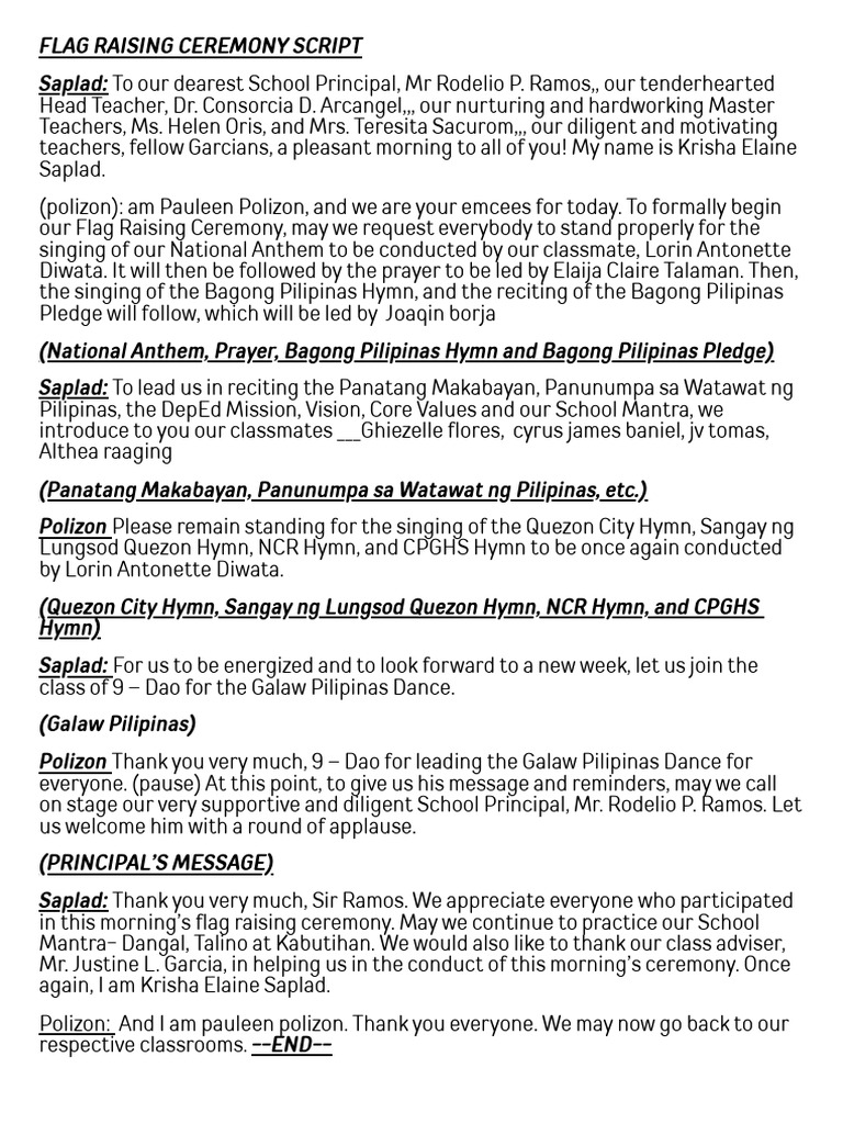 Flag Raising Script-October 7-2.docx - 20241004 - 182531 - 0000 | PDF