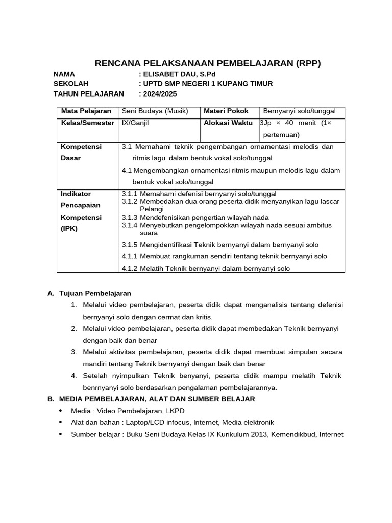 RPP Observasi Ganjil 2024 Fix | PDF