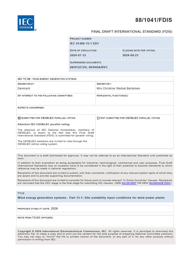 Iec 61400-15 | PDF | Wound | Wind Speed