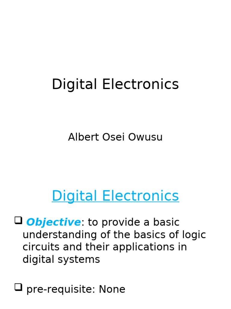 Digital Electronics Introduction | PDF | Digital Electronics | Electronics