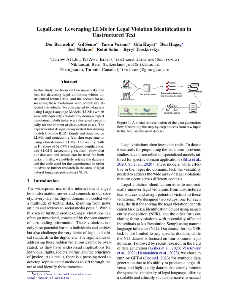 Legal LEns Leveraging LLMs for Legal Violation Identification In | PDF