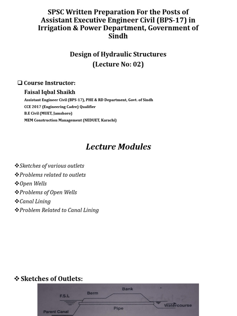 Lecture No 02 - Outlets (Remaining), Canal Lining, Open Wells | PDF ... Lecture No 02 - Outlets (Remaining), Canal Lining, Open Wells | PDF ...