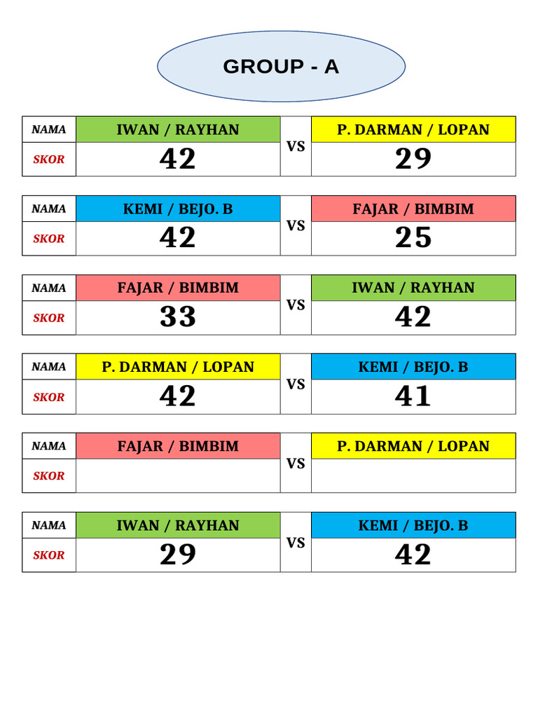 Jadwal Pertandingan PB. INTERNAL 2024 | PDF