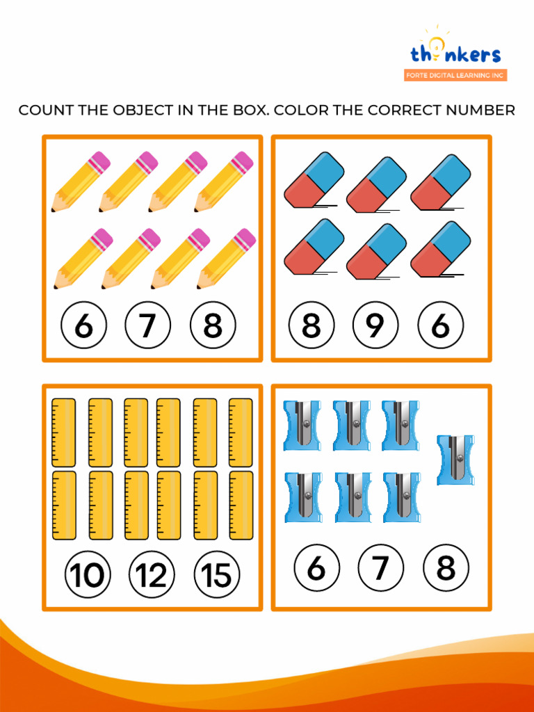 Count The Object in The Box. Color The Correct Number | PDF | Teaching ...