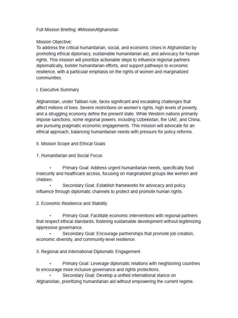Full Mission Briefing #MissionAfghanistan | PDF | Humanitarian Aid ...