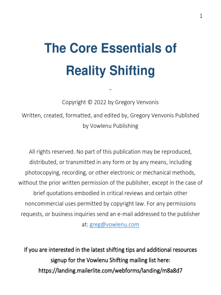 The Core Essentials of Reality Shifting 1st Edition | PDF | Experience ...