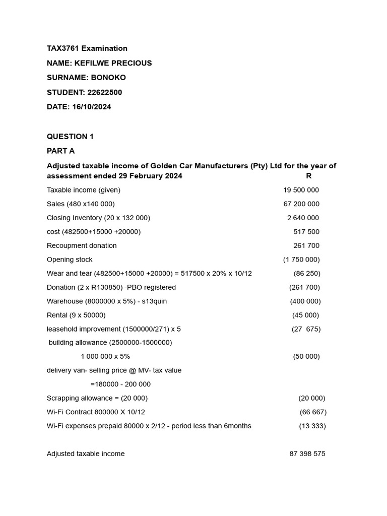 ANSWER SCRIPT | PDF | Taxes | Value Added Tax